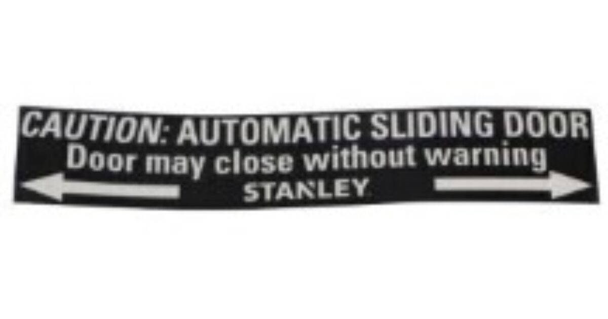 412638 STANLEY DECAL-CAUTION AUTO SLIDE DOOR | Door Controls USA