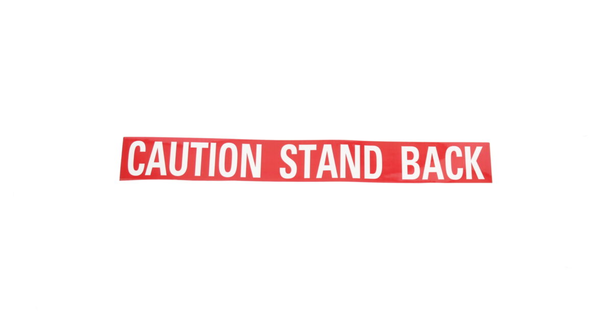 709480 STANLEY CAUTION STAND BACK DECAL | Door Controls USA