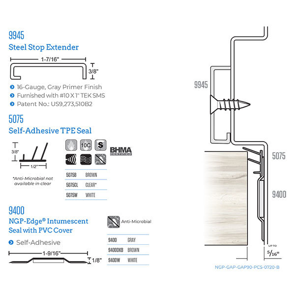 GAP90N-4 NGP FIRE DOOR SEAL KIT NARROW SOFFIT 4' | Door Controls USA